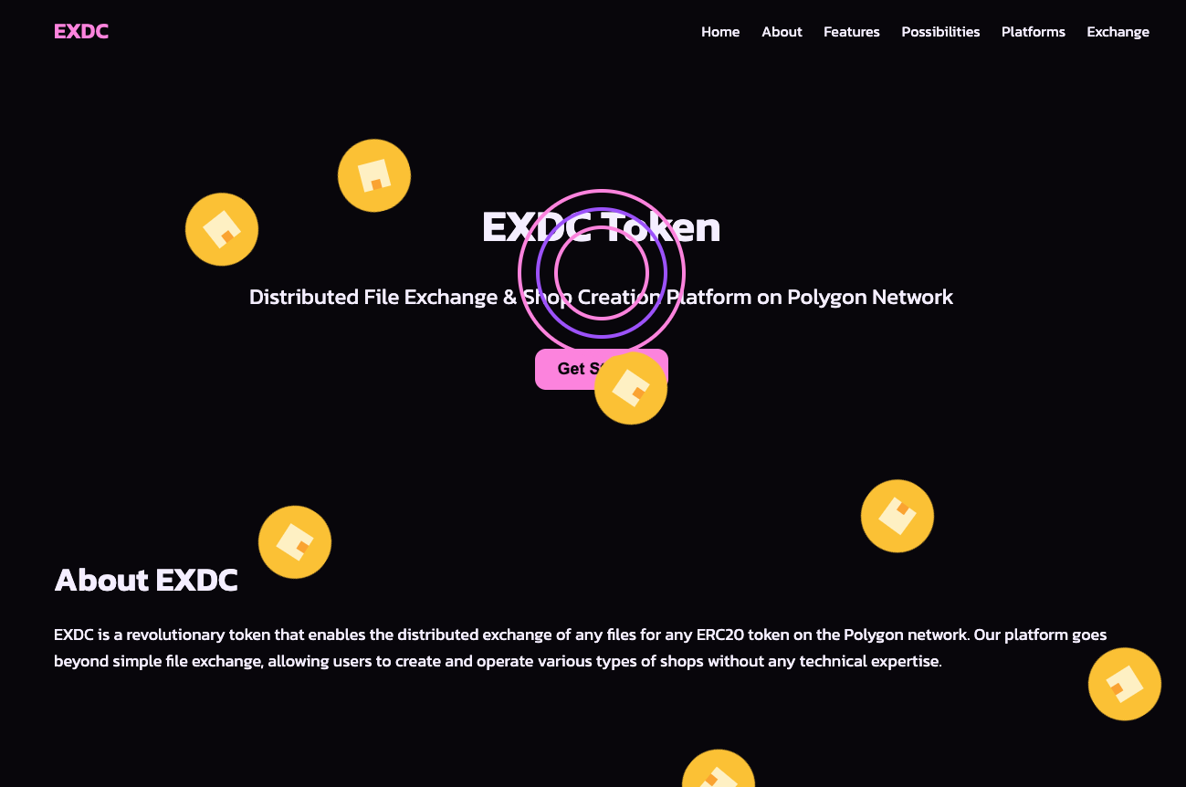 EXDC Token - Distributed File Exchange & Shop Creation Platform